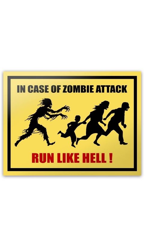 Placa In Case Of Zombie Presentes Criativos - Loja Geek - Camisetas ...