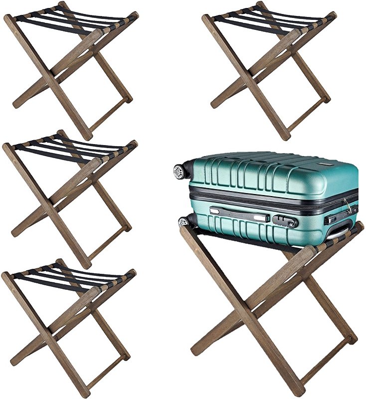 Kit 5 Suportes De Malas Madeira Para Hotel Pousada Maleiro Bagagens Cor ...