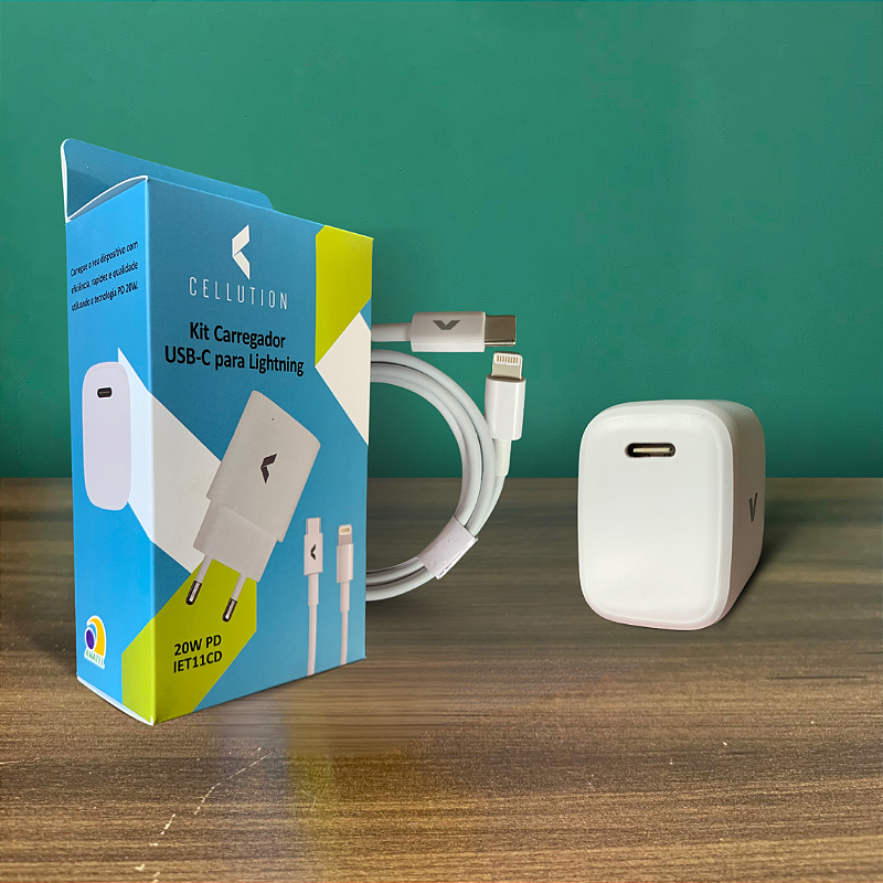 Kit Carregador USB-C para Lightning - Cellution Eletronics