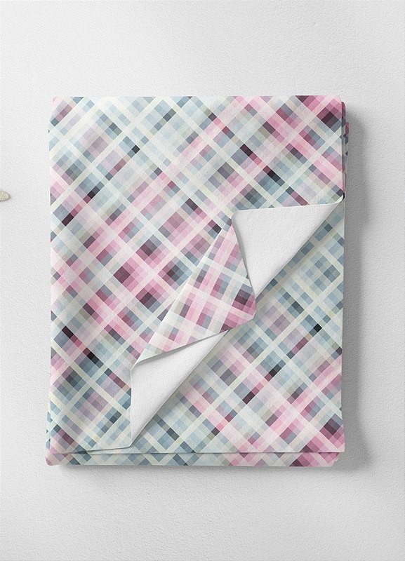 Tecido Veludo Suede Estampa Digital Xadrez Rosa Azul e Branco | Web ...