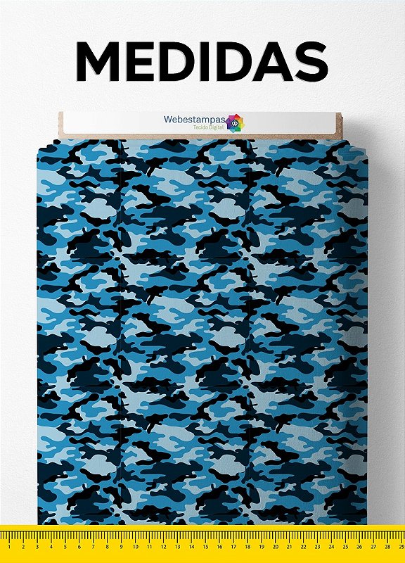 Tecido Micropercal Estampa Digital Camuflada Azul e Preto | Web ...