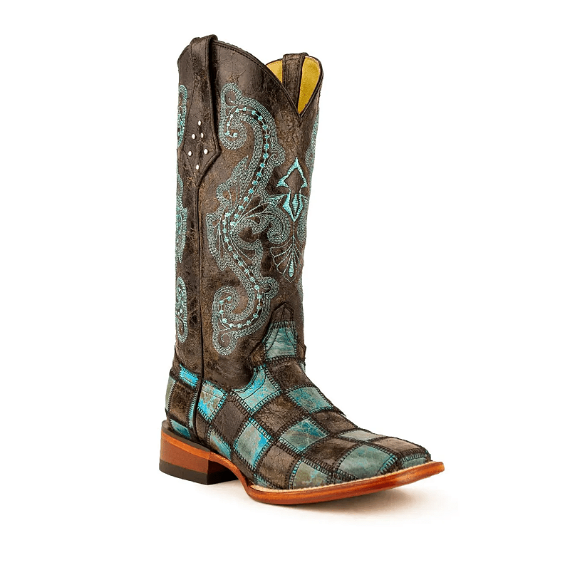 Bota Ferrini Importada Quadriculada Patchwork - Texas Indian