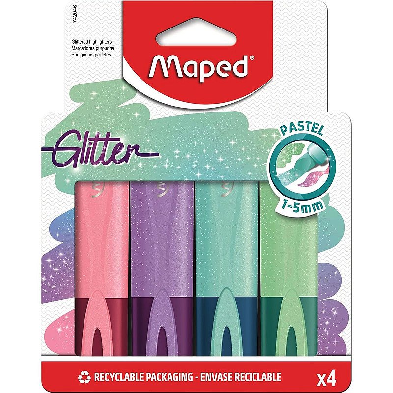 Kit Marca Texto Maped Tom Pastel Com Glitter 4 Cores - O Escriba ...