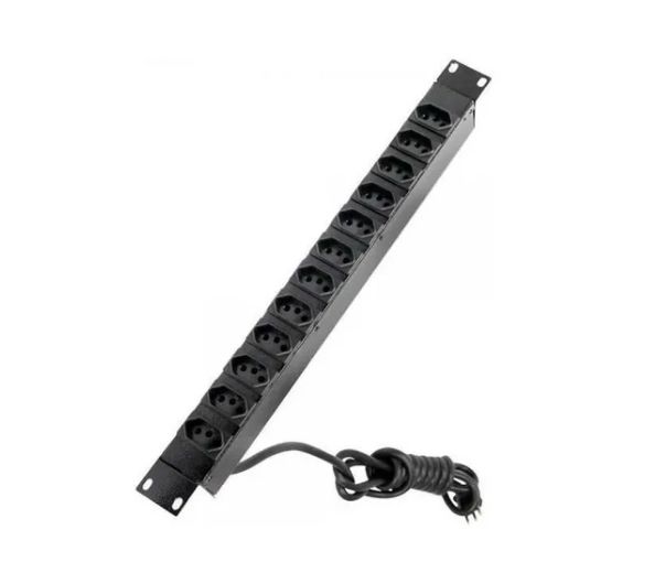 REGUA DE TOMADA 19 C/ 12 POSICOES 2P+T - CABO 1.5 M - 20A - Iron Racks ...