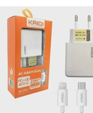 Carregador kaidi 20w Tipo C/IOS - MEGA Brasil eletrônicos
