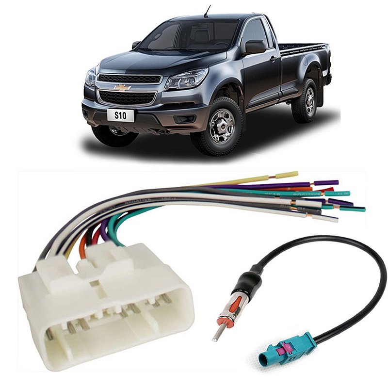 Kit Chicote Ligação Rádio Antena Som Automotivo Chevrolet S10 12-16 ...