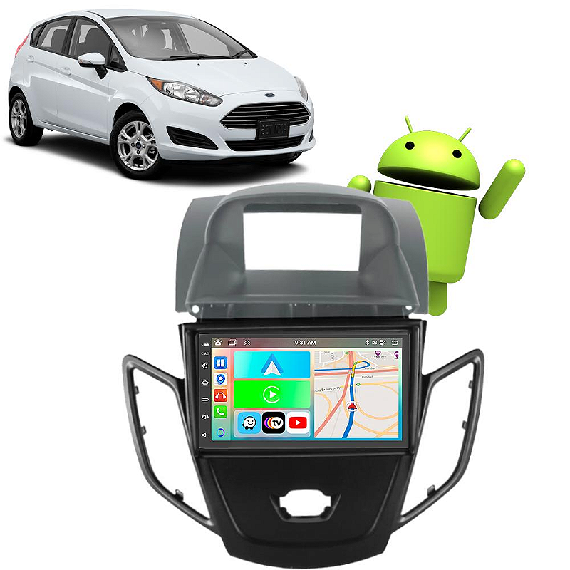 Kit Multimídia Ford Fiesta 2013-2019 7" Android Auto CarPlay GPS Wi-Fi ...