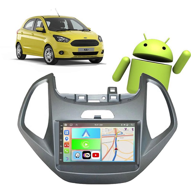 Kit Multimídia Android Ford Ka 2015 2016 2017 7" Apple CarPlay GPS HD ...