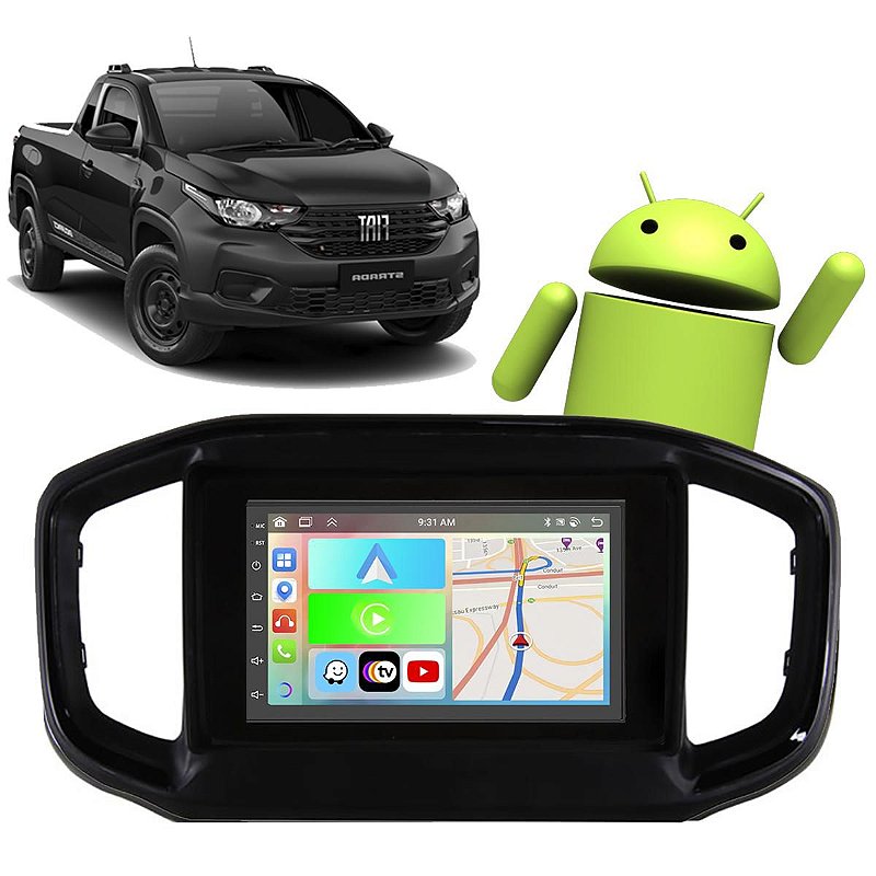 Kit Central Multimídia Fiat Strada 2021-2024 - 7" Android Auto CarPlay ...