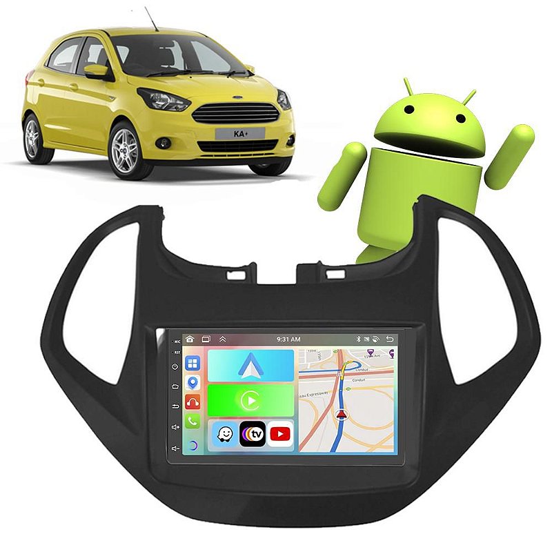 Kit Multimídia Android Ford Ka 2015-2017 7" Apple CarPlay GPS TV - Ecarshop