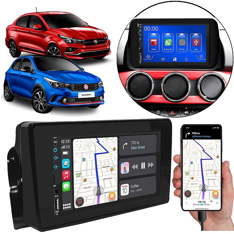 MP5 7 Polegadas CarPlay Android Auto Argo Cronos 2018-2023 + Camera - Ecarshop