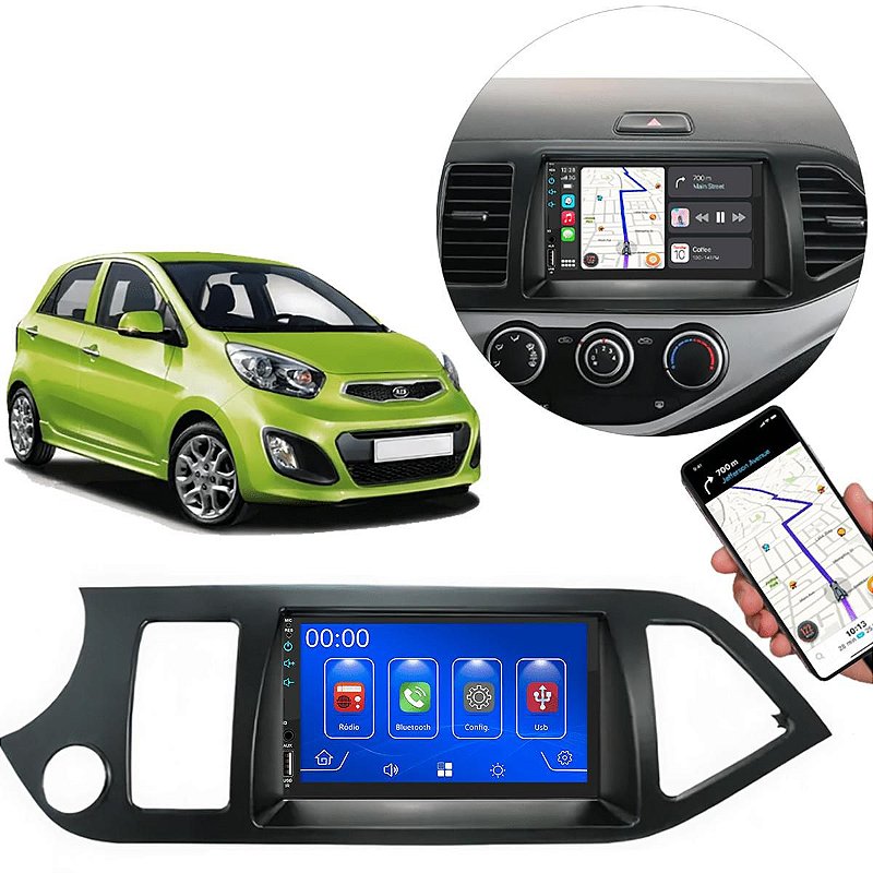 Kit Multimidia MP5 Picanto 2011-2017 | 7 Polegadas | CarPlay - Ecarshop