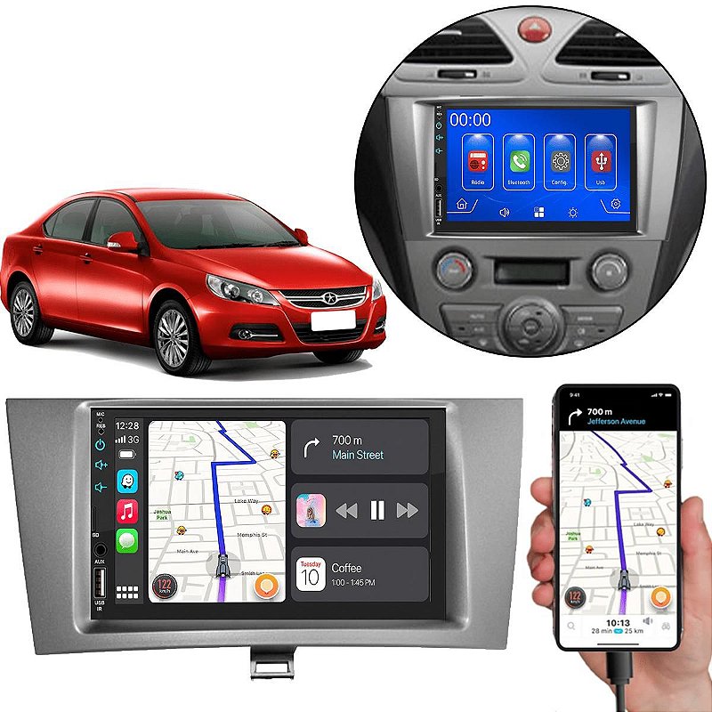 Kit Multimídia JAC J5 7" MP5 Carplay Android-Auto | 2012-2014 - Ecarshop