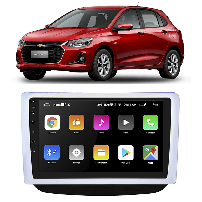 Kit Multimídia Android 9" Chevrolet Onix 2020-2024 GPS, TV, Bluetooth - Ecarshop