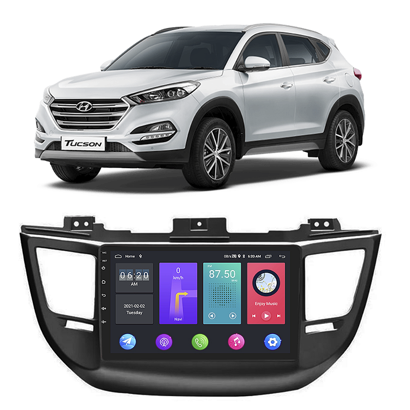 Kit Central Multimídia Android 9" Hyundai Tucson 2017-2024 GPS TV BT ...