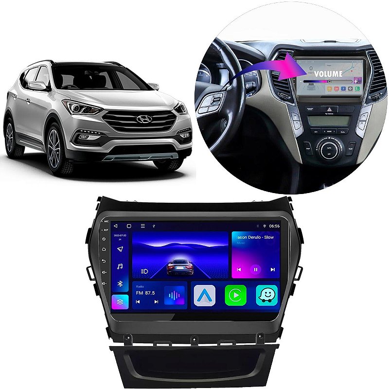 Kit Multimídia Android 4/64GB Octa-Core Santa Fé 2014-2019 CarPlay - Ecarshop