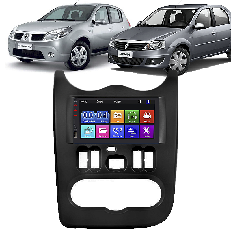 Central Multimídia MP5 Renault Sandero Logan 2007-2011 7" Câmera de Ré - Ecarshop