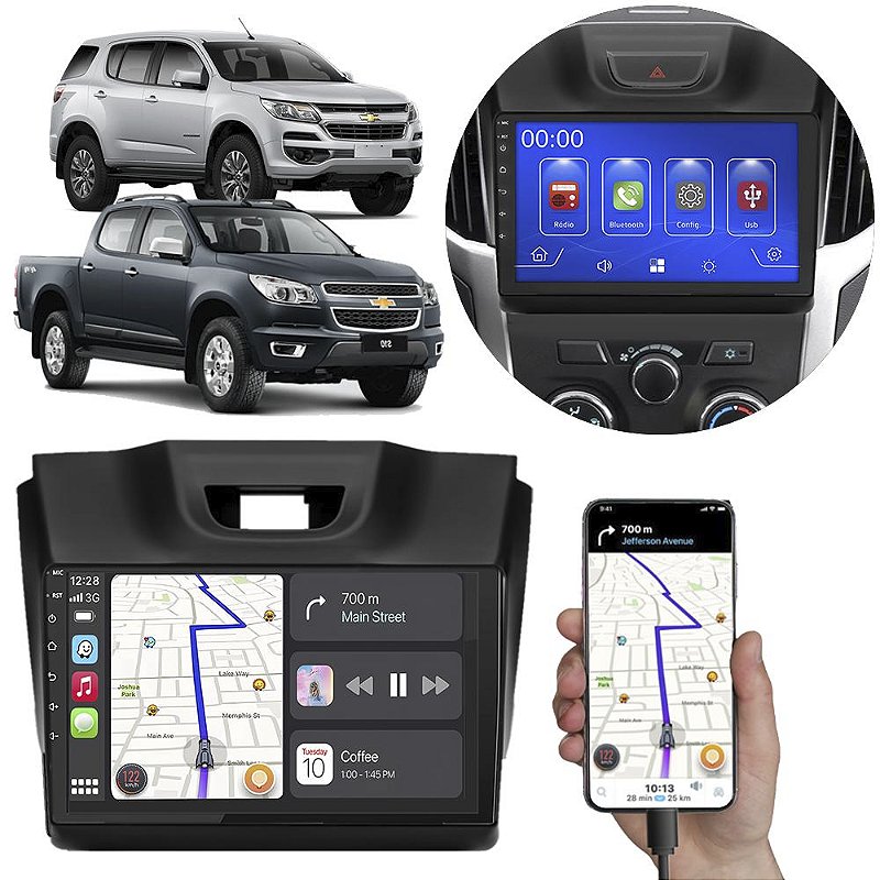 Kit Central Multimídia MP5 9 Polegadas Chevrolet S10 2012-2016 CarPlay - Ecarshop