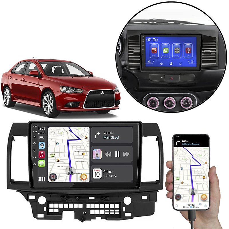 Multimídia 9" CarPlay Android Auto Bluetooth para Lancer 2009-2019 ...
