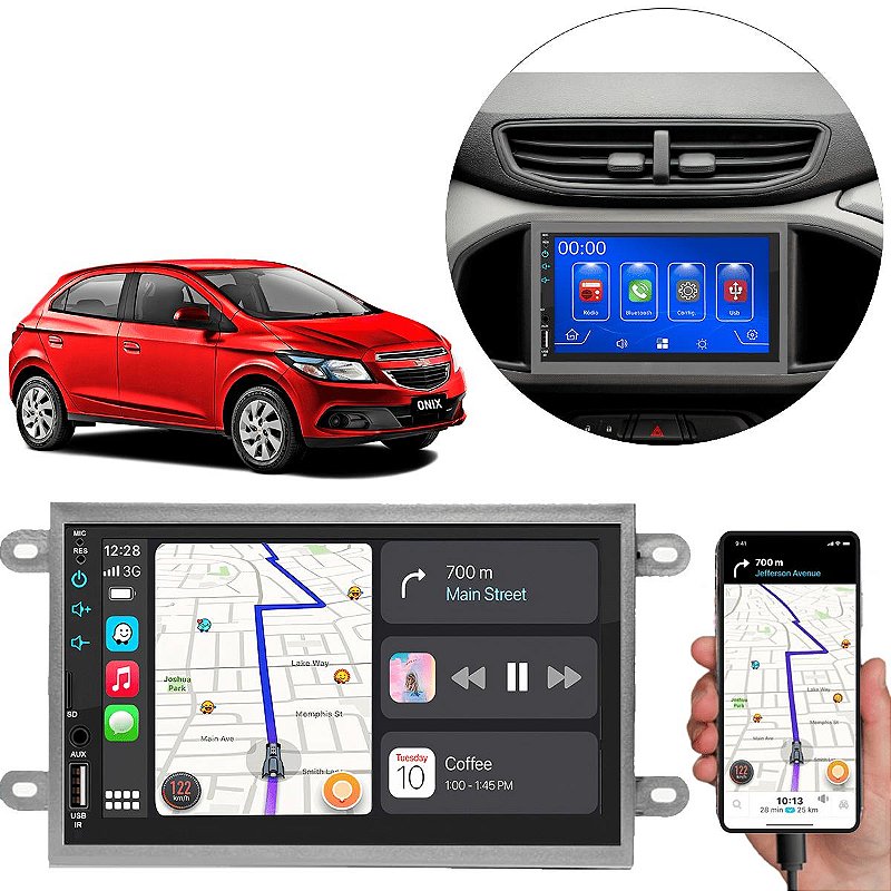 Kit Multimídia Carplay Android Auto Mp5 Onix 13 14 15 16-19 - Ecarshop