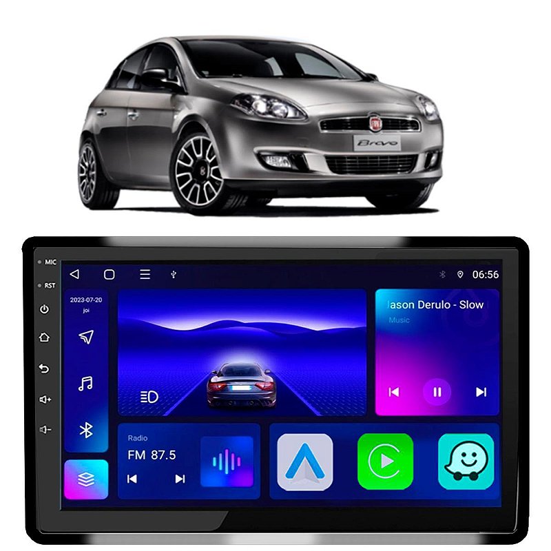 kit Central Multimídia Fiat Bravo Octa-Core 4GB RAM 64GB Full HD - Ecarshop