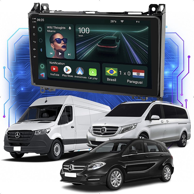 Kit Multimídia Mercedes B200 2006 a 2012 9p CarPlay - Ecarshop