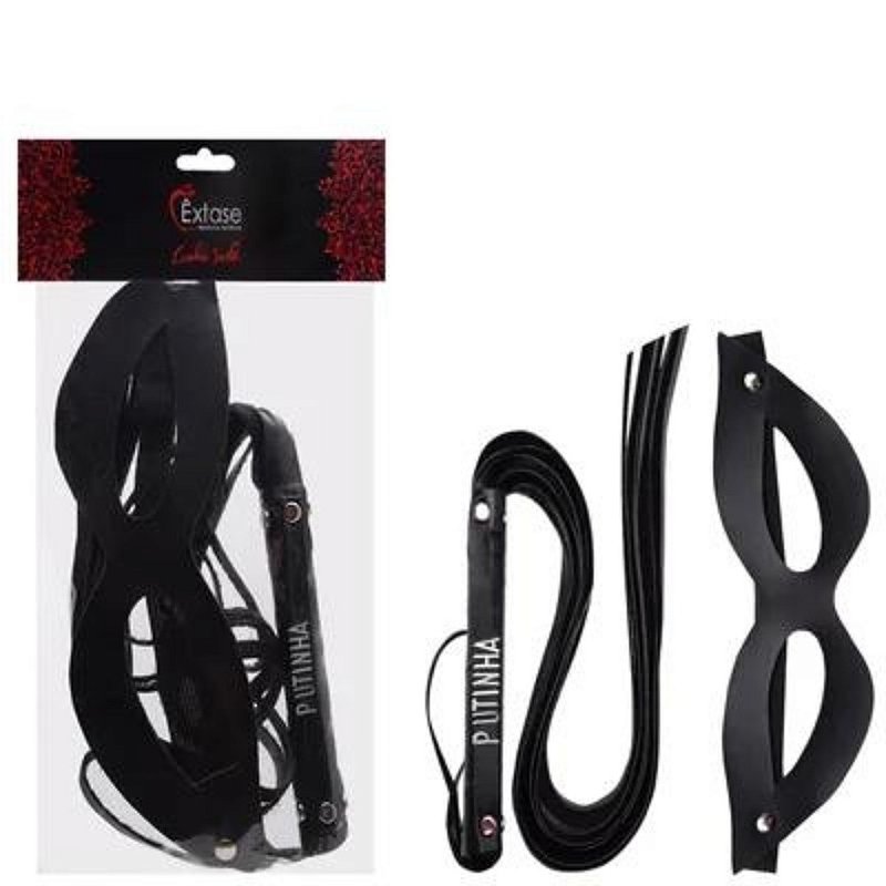 Kit Máscara E Chicote Frases Êxtase - Prazer Com Ale - Sex Shop Online