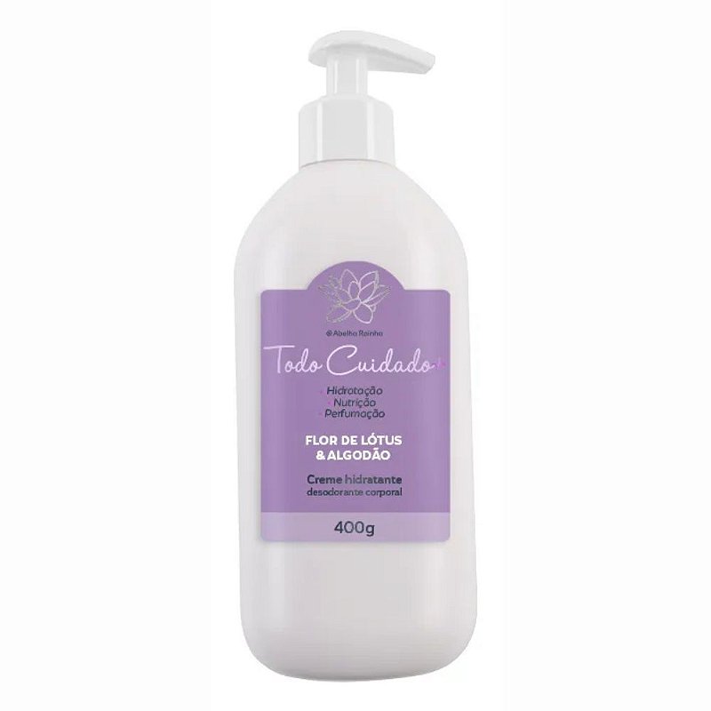HIDRATANTE CORPORAL FLOR DE LÓTUS E ALGODÃO 400G ABELHA RAINHA - Belezar