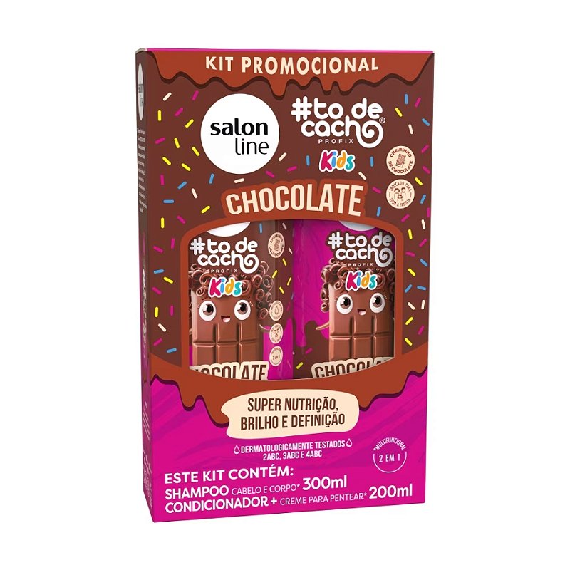 KIT TÔ DE CACHO KIDS CHOCOLATE 91910 SALON LINE - Belezar