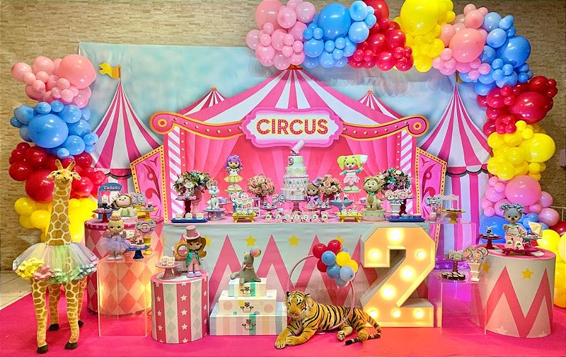 Decoração Circo Rosa - Folia Ateliê - Locação de Decorações