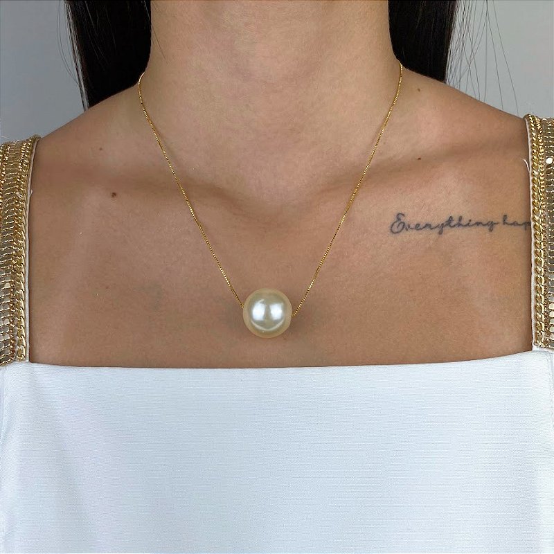 Colar Curto em Corrente com Pérola - Elegância e Sofisticação. - A loja ...