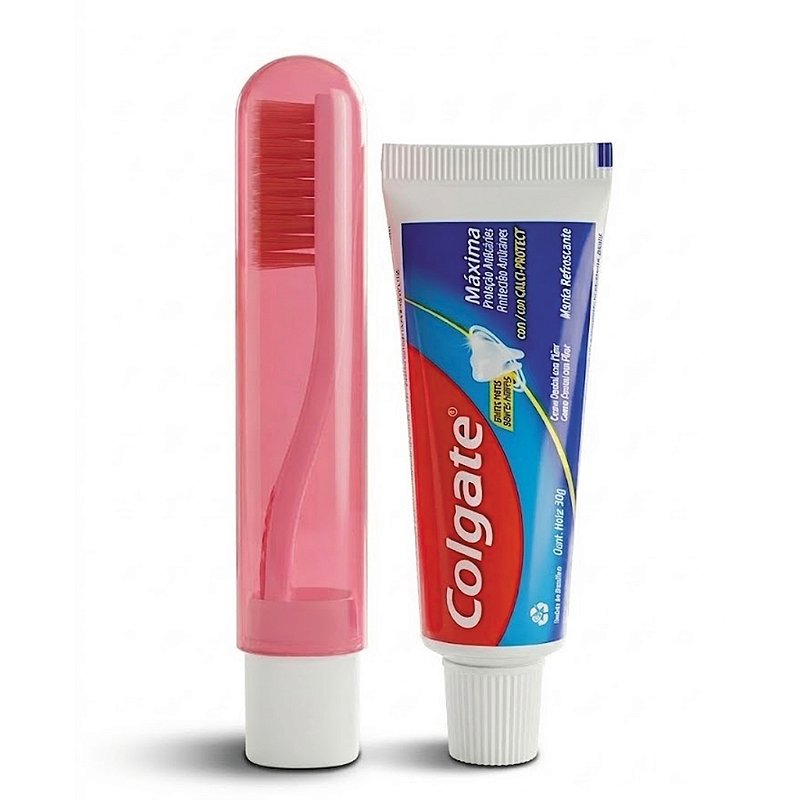 Kit de Higiene Bucal para Viagem - Colgate 30g + Escova Trip Vermelha ...