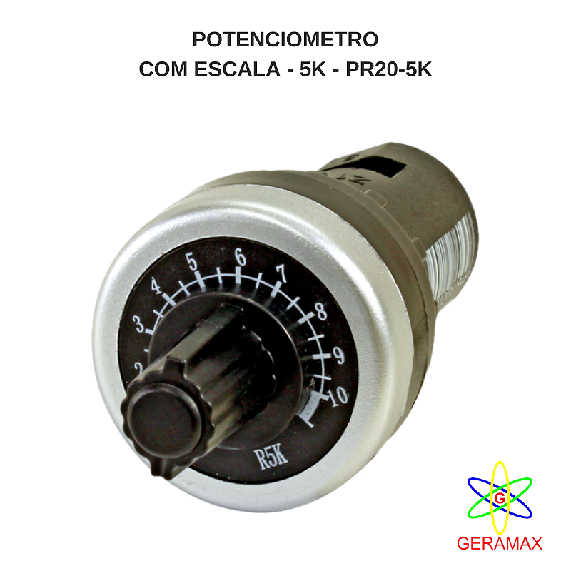 POTENCIOMETRO 5K COM ESCALA DA METALTEX - Loja Geramax