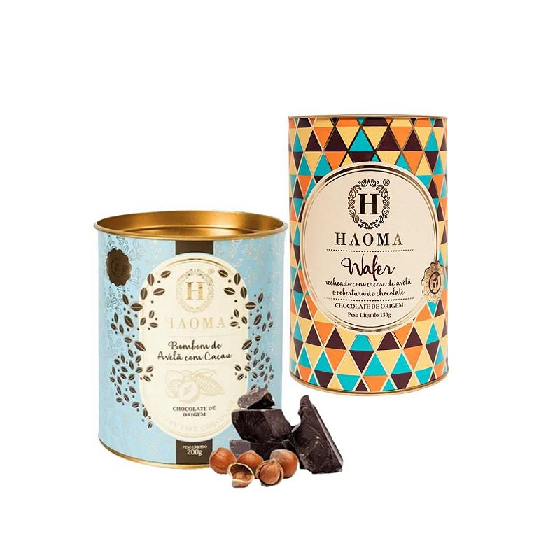 Haoma Bombom Chocolate Belga Wafer e Avelã 2 Latas Kit - Super Compra ...