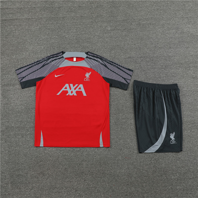 Novo Kit Treino Conjunto Liverpool Vermelho E Preto Manga Curta E Shor ...