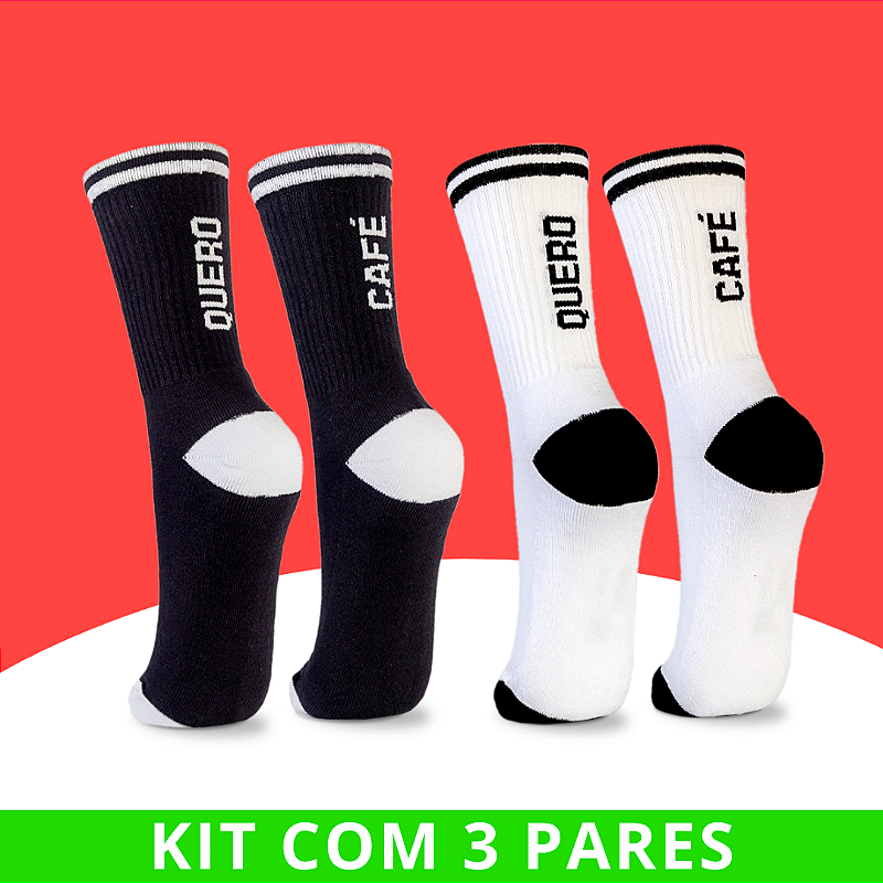 Meia Esportiva de algodão Quero Café Unissex - 3 pares - Casagrande ...