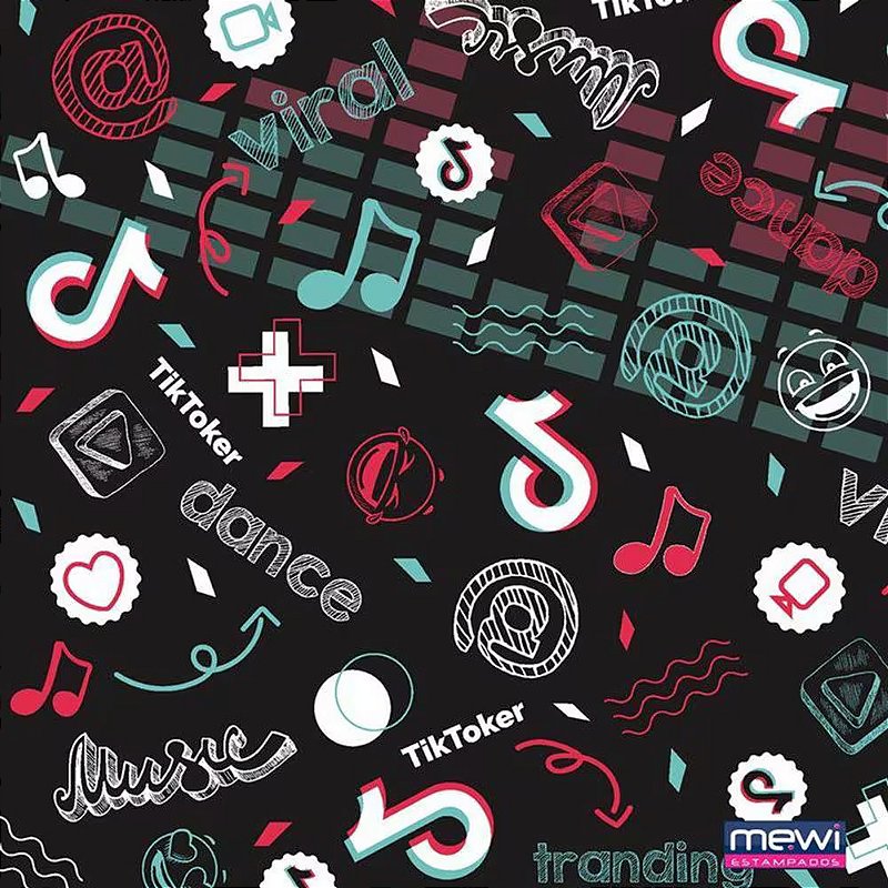 TNT Estampado Tik Tok - 1,40m x 1m - Alegra Festa - Artigos para Festas