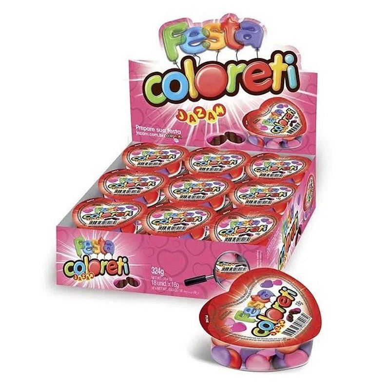 Confeito Chocolate Coloreti Potinho Coração - 18 unidades - Alegra ...