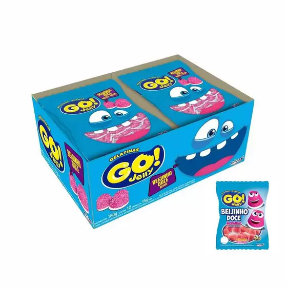 Bala De Gelatina Go Jelly Mini Beijinho - 12 Unidades de 15g - Alegra ...