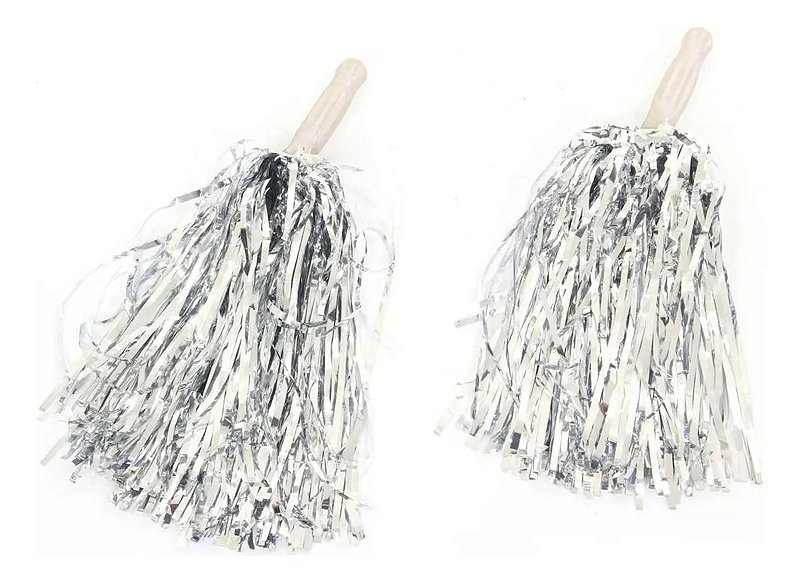Pom Pom Metalizado Prata - 1 Par - Alegra Festa - Artigos para Festas