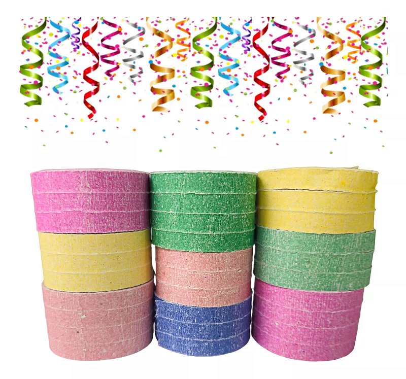 Serpentina Carnaval Colorida - 10 Rolos com 8 Metros - Alegra Festa ...