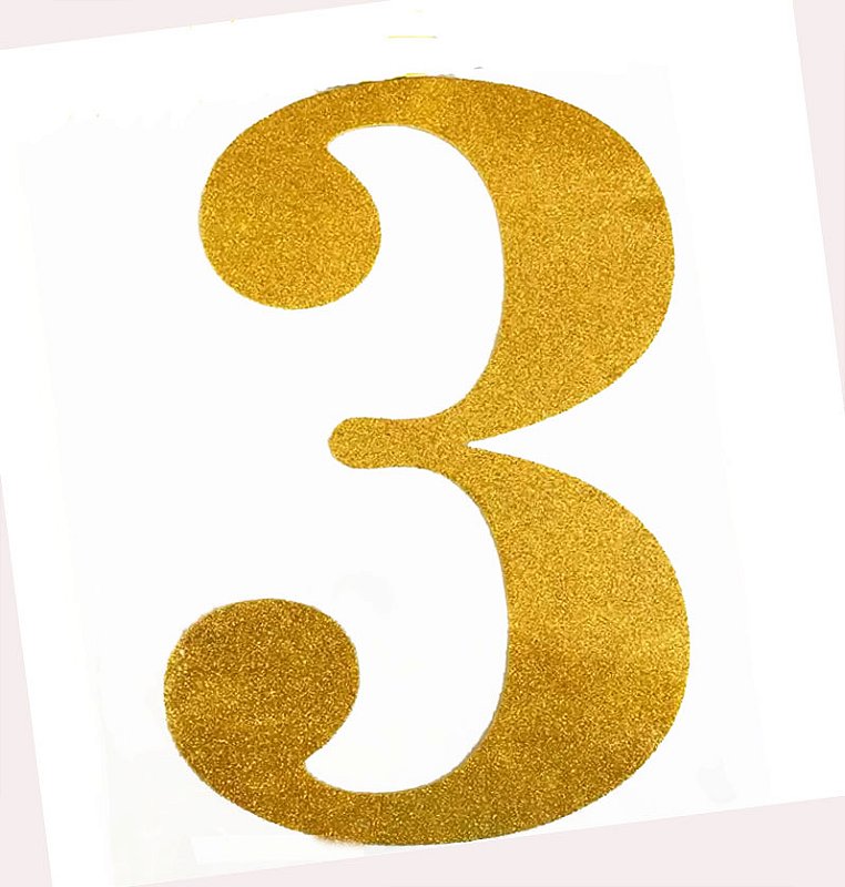 Painel Eva Dourado com Glitter - 25cm x 37cm - Número - 3 - Alegra ...