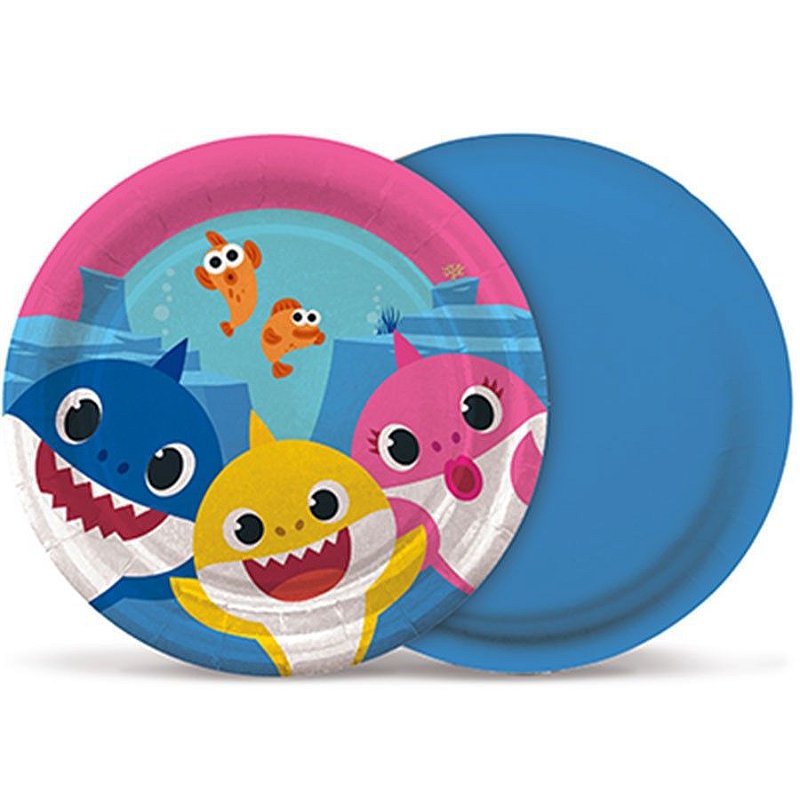 Prato Descartável Baby Shark - 8 unidades Cromus - Alegra Festa ...