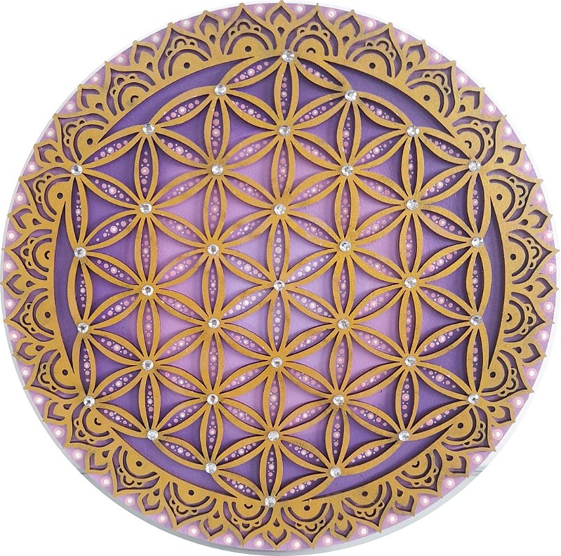 Mandala Flor da Vida com aplique - 3D 30cm - Paola Leão Mandalas