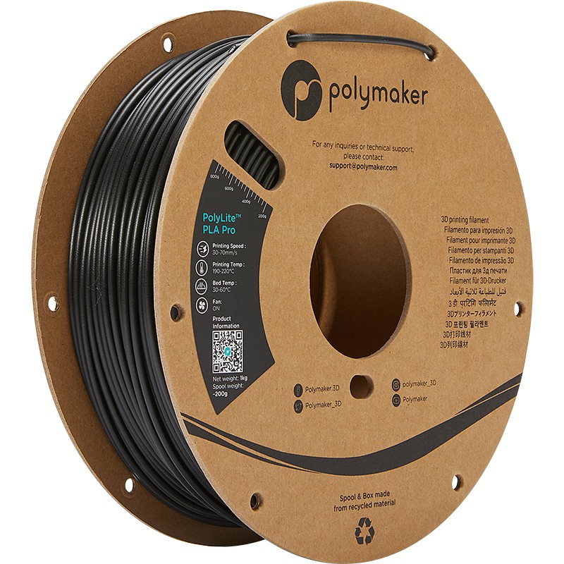 Polylite PLA PRO Black 2,85mm 1Kg - Materializa Tecnologia