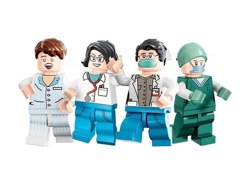 Minifigure Action Compatível Lego Médico Paciente Enfermeiro
