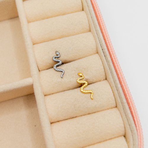 Piercing Cobra Relevo em Titânio - Ana Piercing Luxo