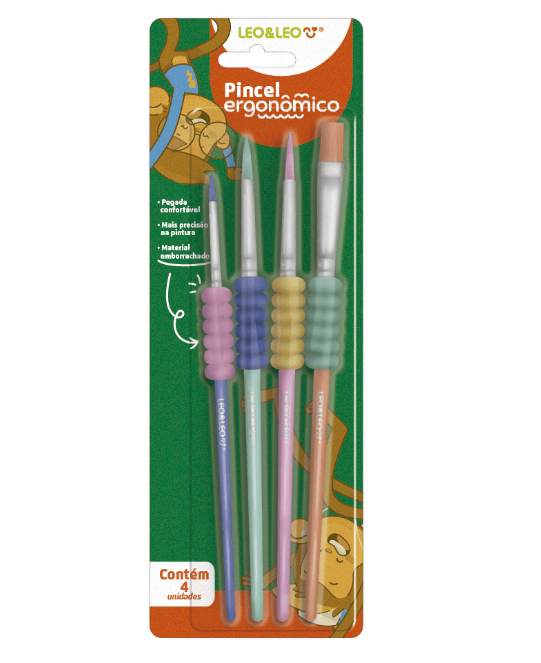 Kit Pincel ergonômico - ponta redonda e chata - Loja de Brinquedos e ...