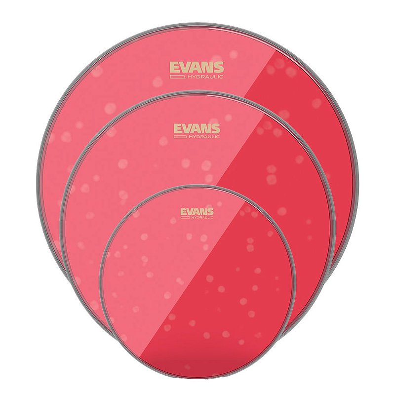 Kit de Peles Hidráulicas Evans TTHR 10” 12” 14” Vermelhas - AudioDriver Instrumentos Musicais e ...