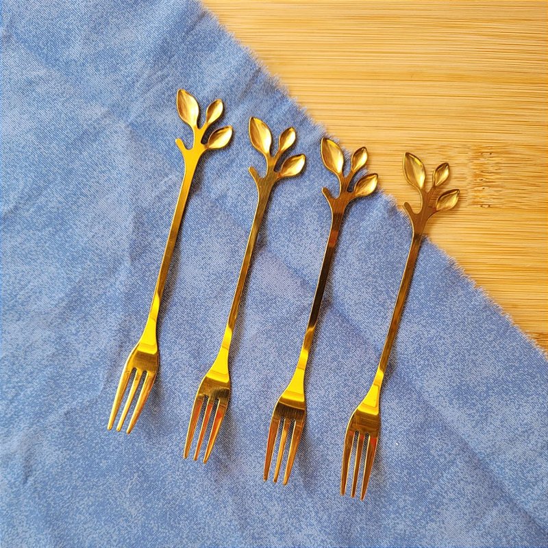 KIT 4 GARFOS LEAVES DOURADO - Casa Monte